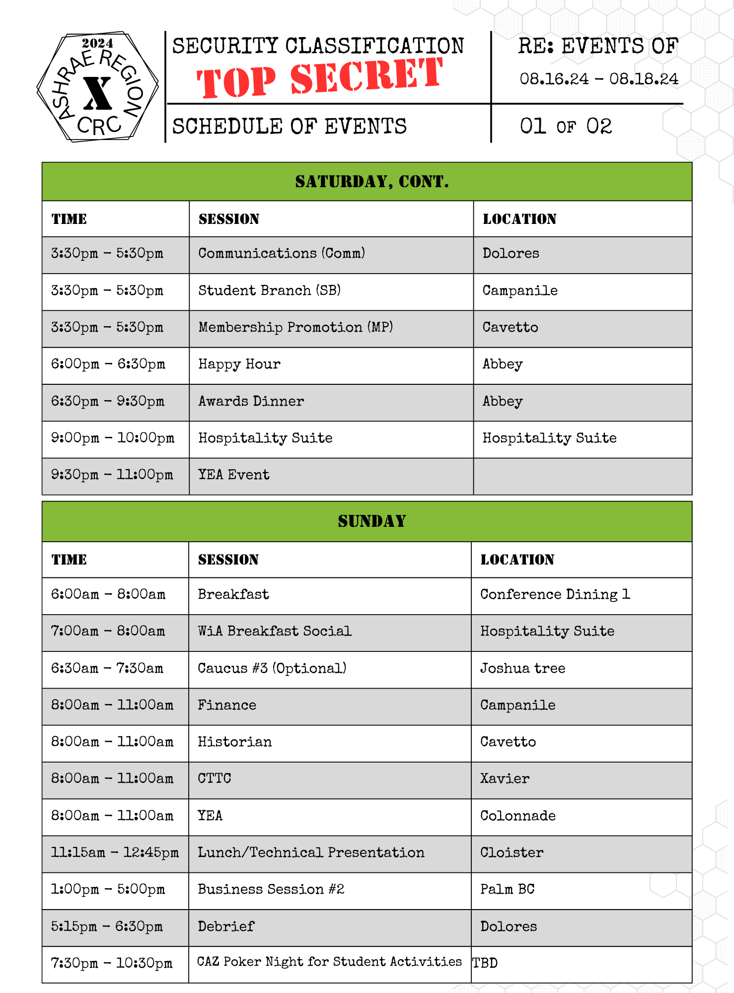 CRC Schedule (1) – ASHRAE Central Arizona Chapter